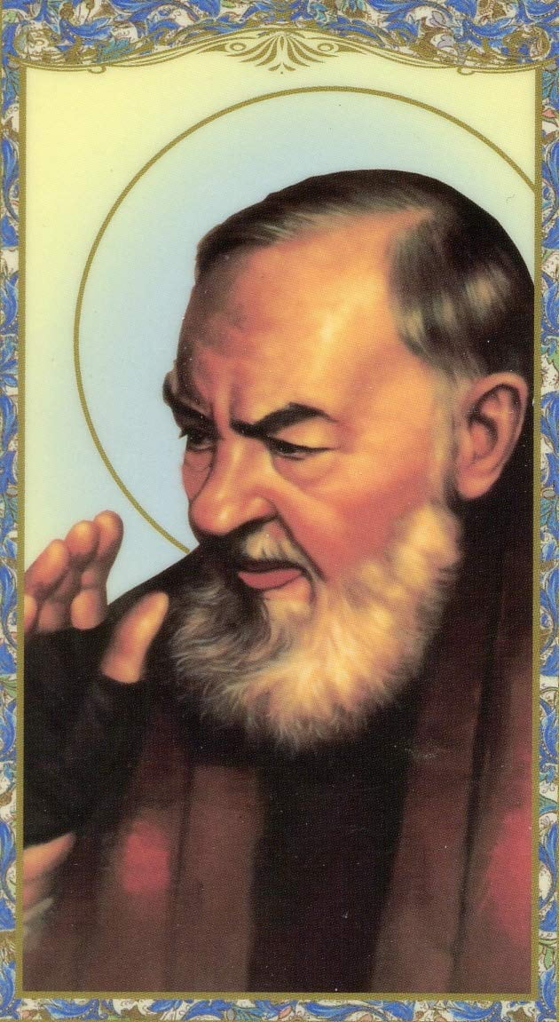 Autom co St. Padre Pio - Relic Laminated holy card - Blessed by Pope ...