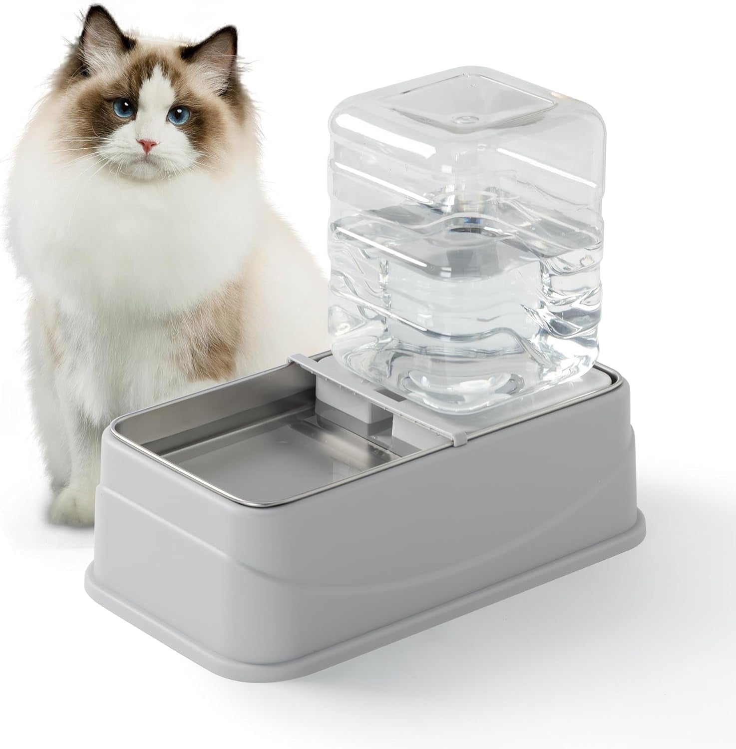 Automatic 3.8L Pet Waterer - Elevated Dog Gravity Stainless Steel Water Dispenser Cat Water ...