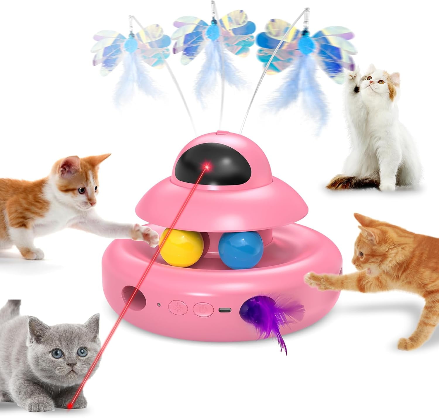Automatic ,4-in-1 InteractiveCat for Bored Indoor Adult Cats, Flying ...