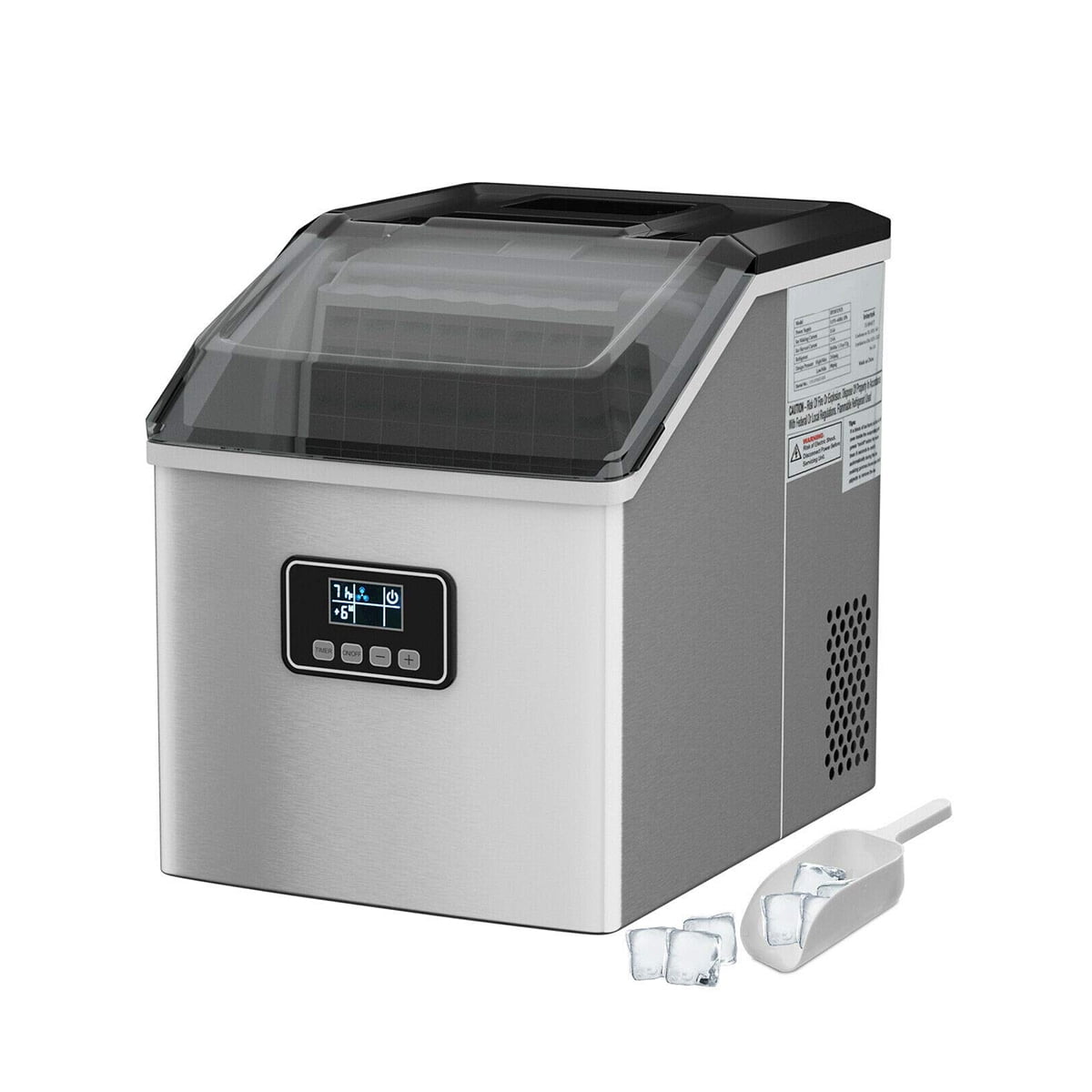 Automatic 48LBS/24H Ice Maker, Countertop Stainless Steel Self-Cleaning ...