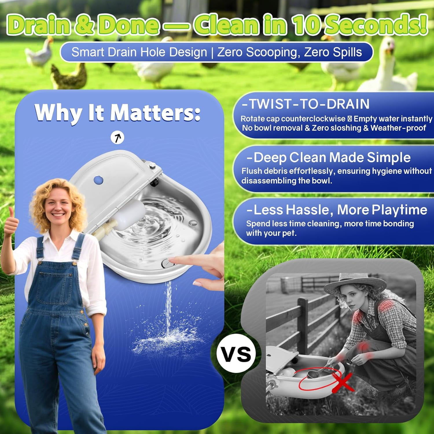 Automatic Animal Drinking Water Bowl with Drain Hole & Float Valve, 71 ...