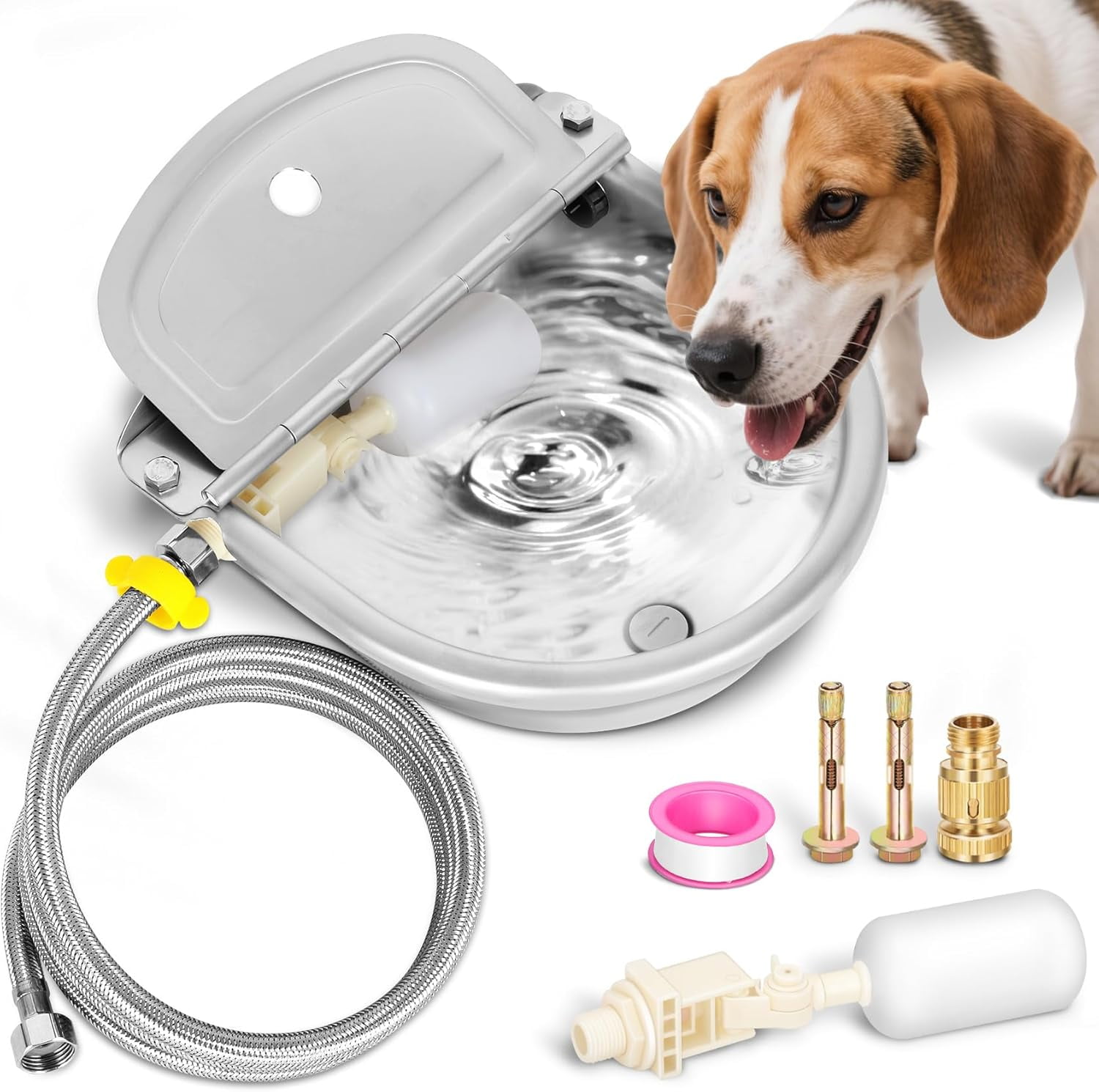 Automatic Animal Drinking Water Bowl with Drain Hole & Float Valve, 71 ...