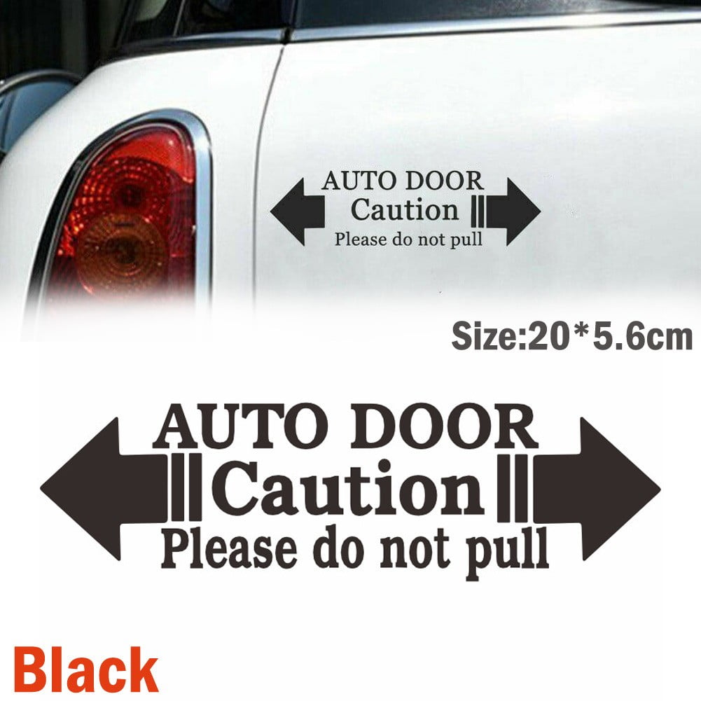 Automatic Auto Door Caution Car Sticker White Black Material PET Brand ...