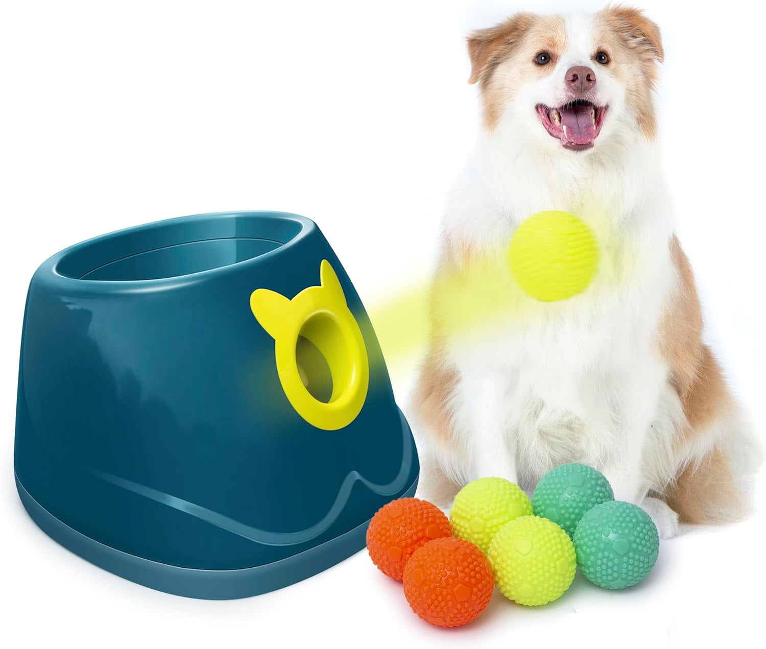 Automatic Ball Launcher, Adjustable Launch Distance, Including 6 2-inch ...