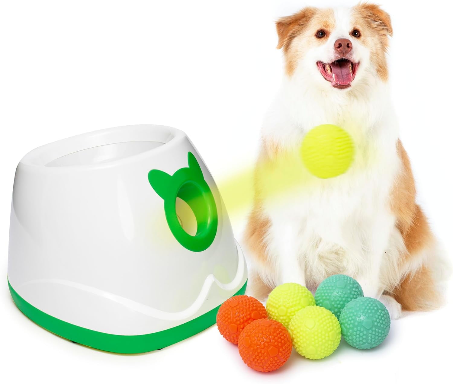 Automatic Ball Launcher, Adjustable Launch Distance, Including 6 2-inch ...