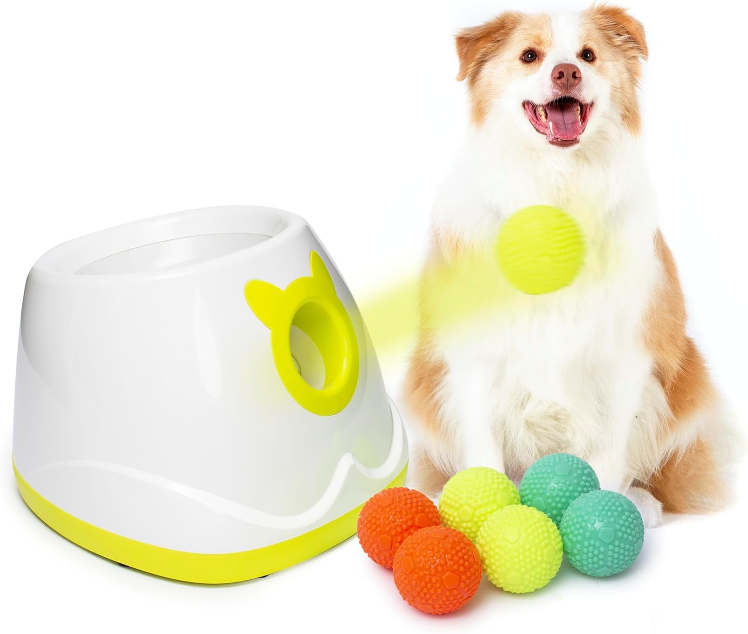 Automatic Ball Launcher, Adjustable Launch Distance, Including 6 2-inch Small Sized Tennis Balls ...