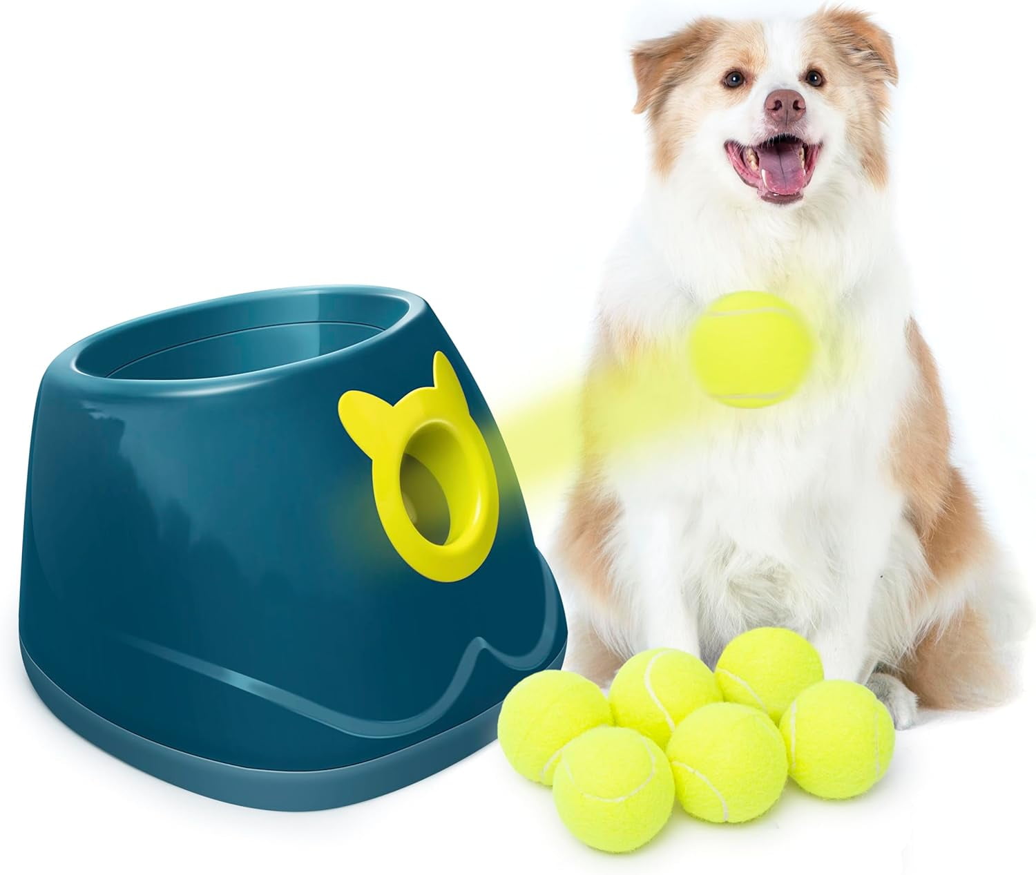 Automatic Ball Launcher, Adjustable Launch Distance, Including 6 2-inch ...