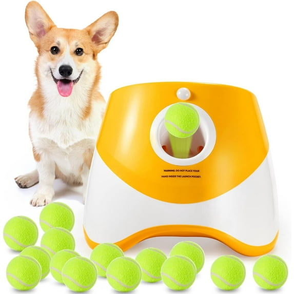 Automatic Ball Launcher, Ball Thrower with 15 Mini Tennis Balls Sizing ...
