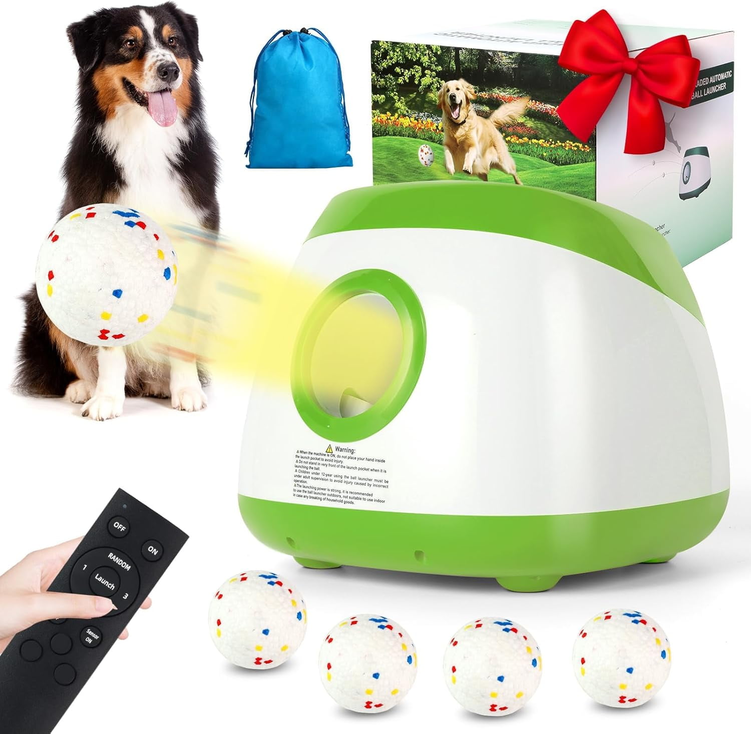 Automatic Ball Launcher for Dogs, 40-80Ft Distance Ball Thrower ...