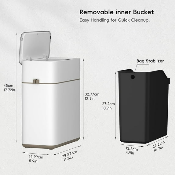 Automatic Bathroom Trash Can with Lid, 2.1 Gallon Touchless Garbage Bin ...