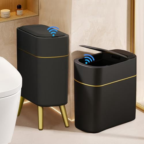 Automatic Bathroom Trash Can with Lid, Motion Sensor Bathroom Garbage ...