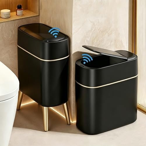 Automatic Bathroom Trash Can with Lid, Motion Sensor Bathroom Garbage ...