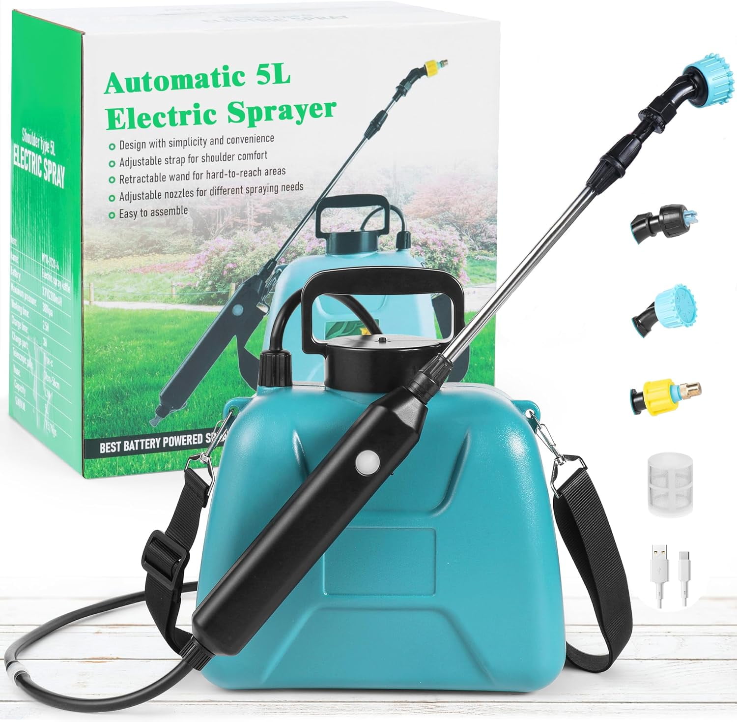 Automatic Battery Powered Sprayer – 1.35 Gal Cordless Electric Sprayer ...