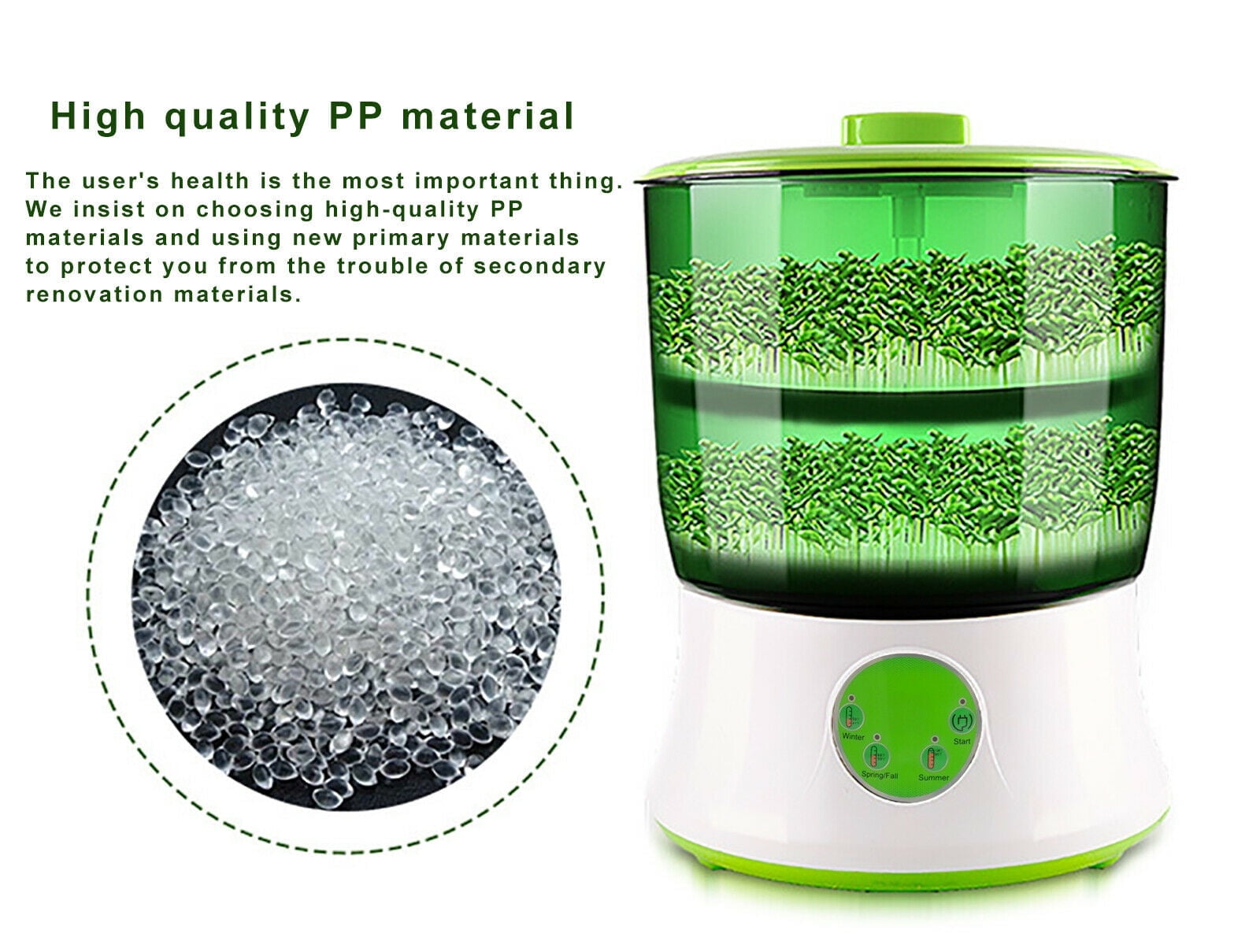 Automatic Bean Sprouts Machine 110V Electric Sprouts Maker Kits 2-Layer ...