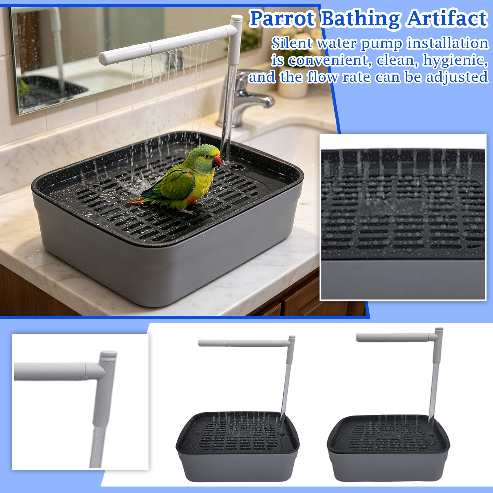 Automatic Bird Bath Tub with Circulating Water Fountain,Adjustable Flow ...