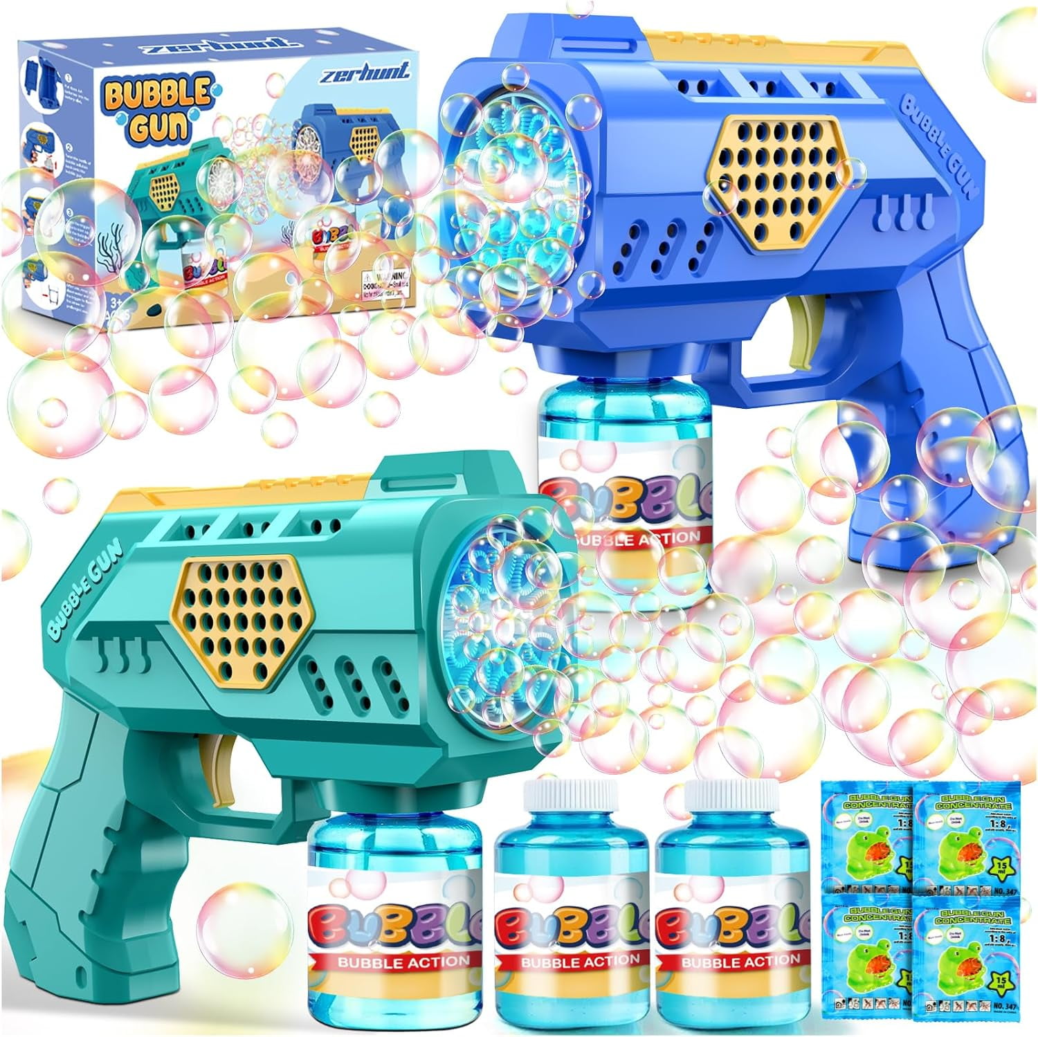 Automatic Bubble Gun Bubble Toys: 2-Pack Bubble Blaster Guns with Rich Bubbles for Outdoor ...