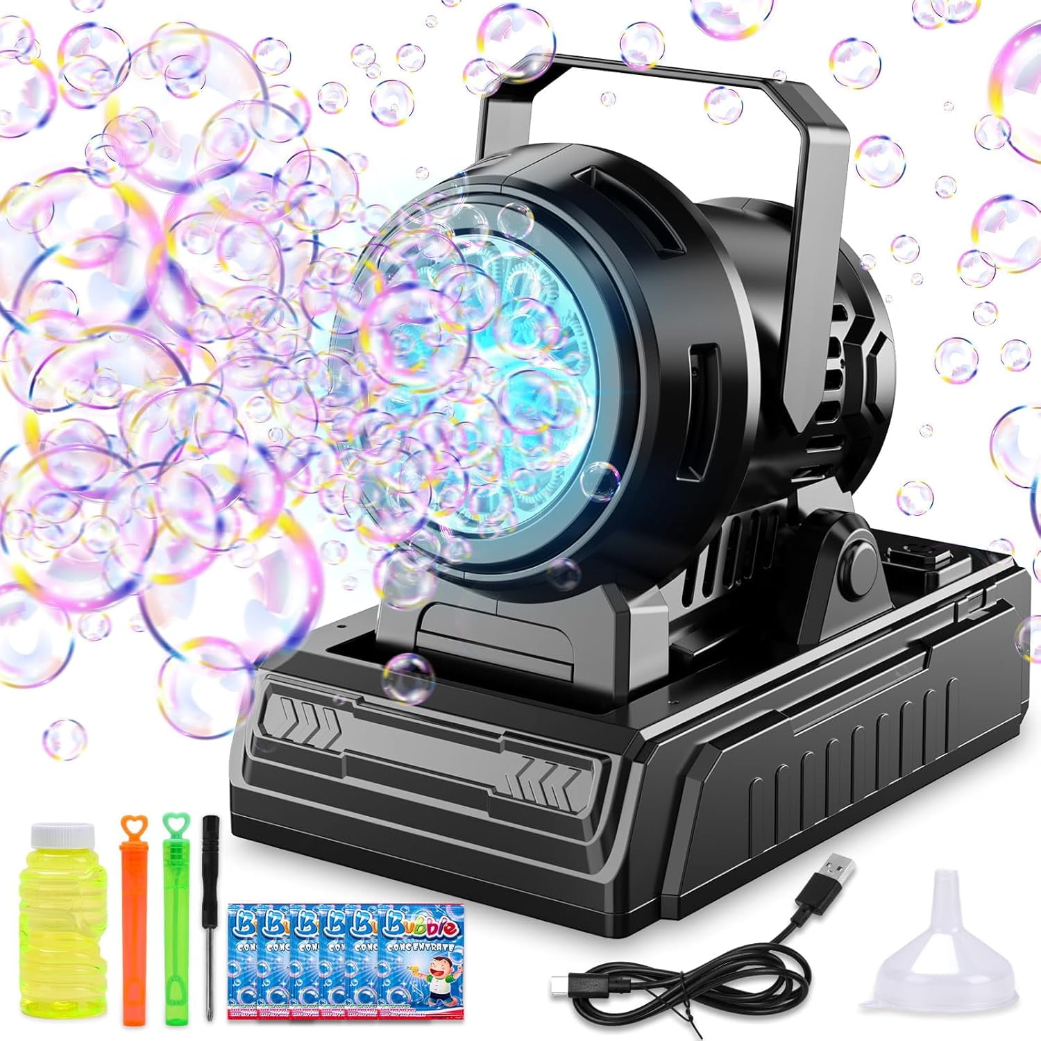 Automatic Bubble Machine 10 Holes Bubble Blower,Plugin or Battery Operated Portable Bubble Maker ...
