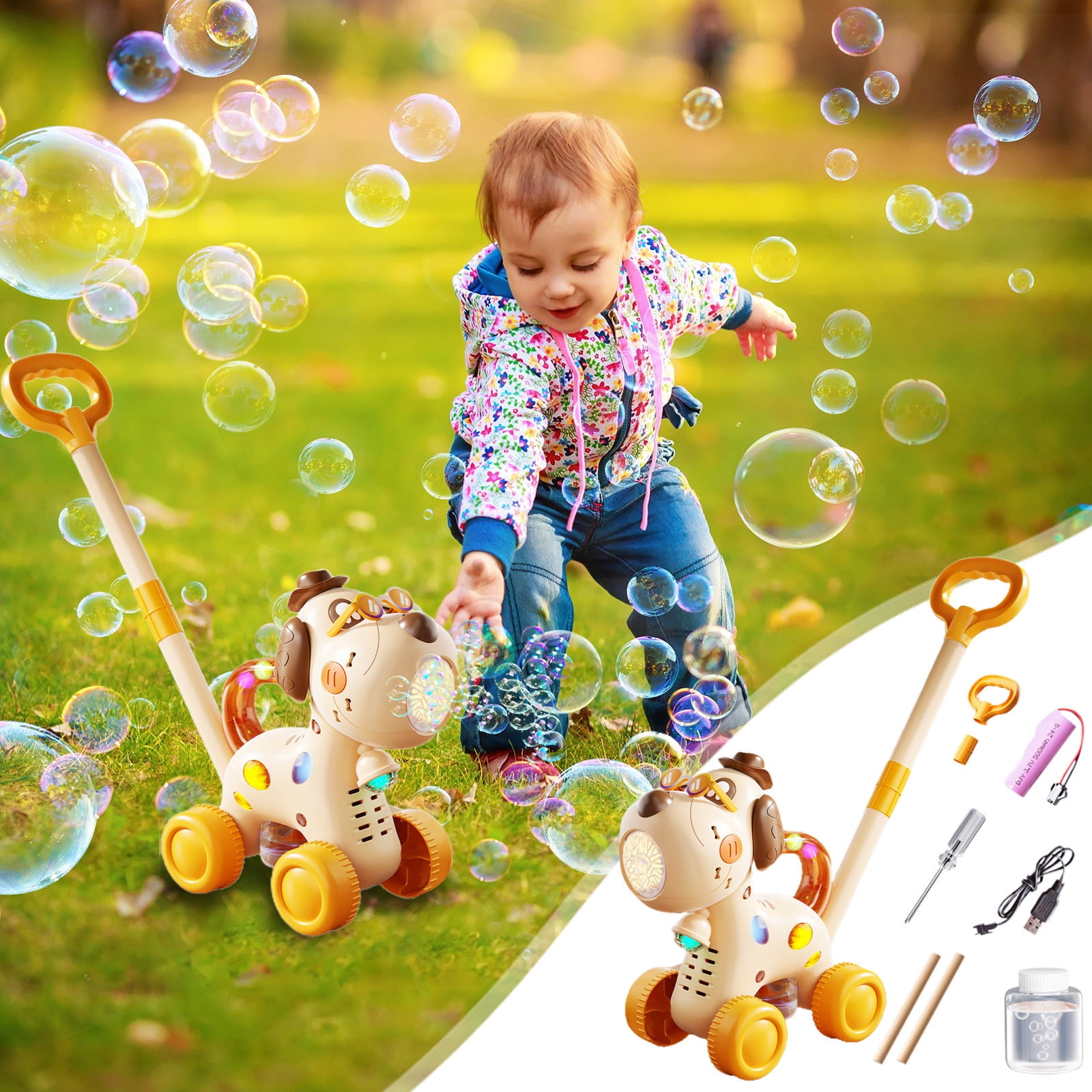 Automatic Bubble Machine for Toddlers,Portable Dog Bubble Maker Blower ...