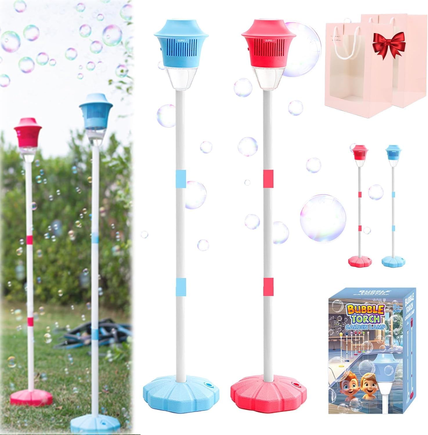 Automatic Bubble Torch Garden Lamp, Bubble Maker Stand, 47 Inches ...