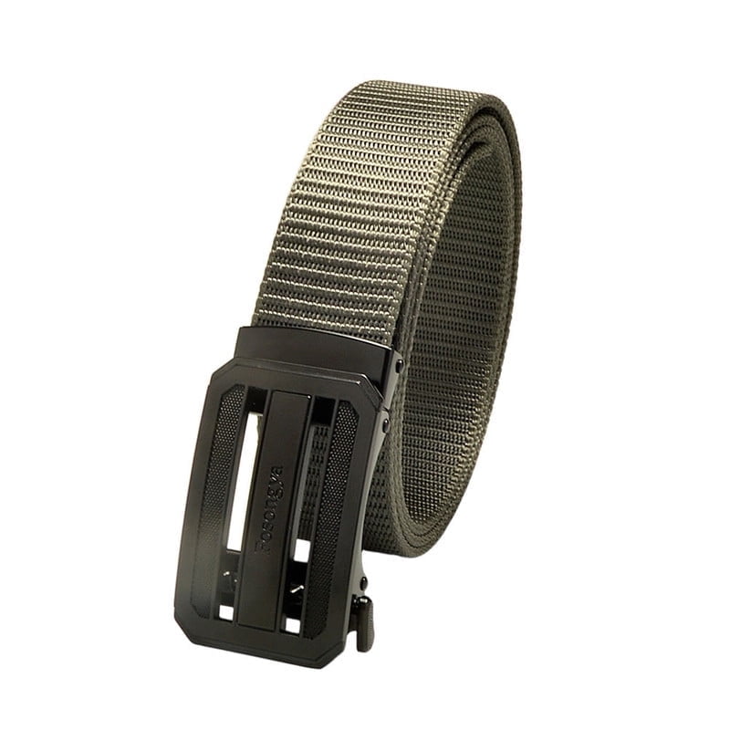 Mens Ratchet Belts - Automatic Buckle, Gray Web Belt Lightweight ...