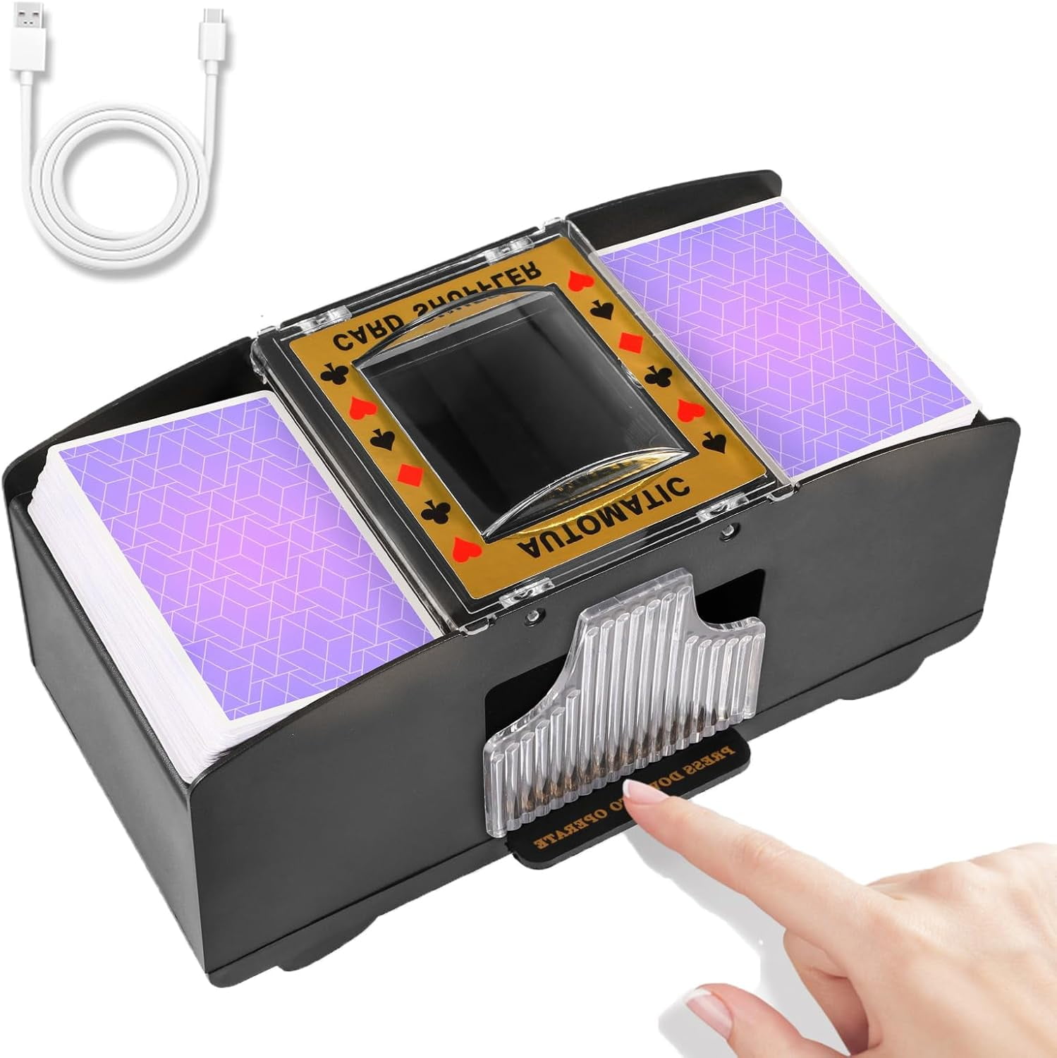 YMWVH Automatic Card Shuffler 2 Deck,USB Charging Model Poker Shuffler ...