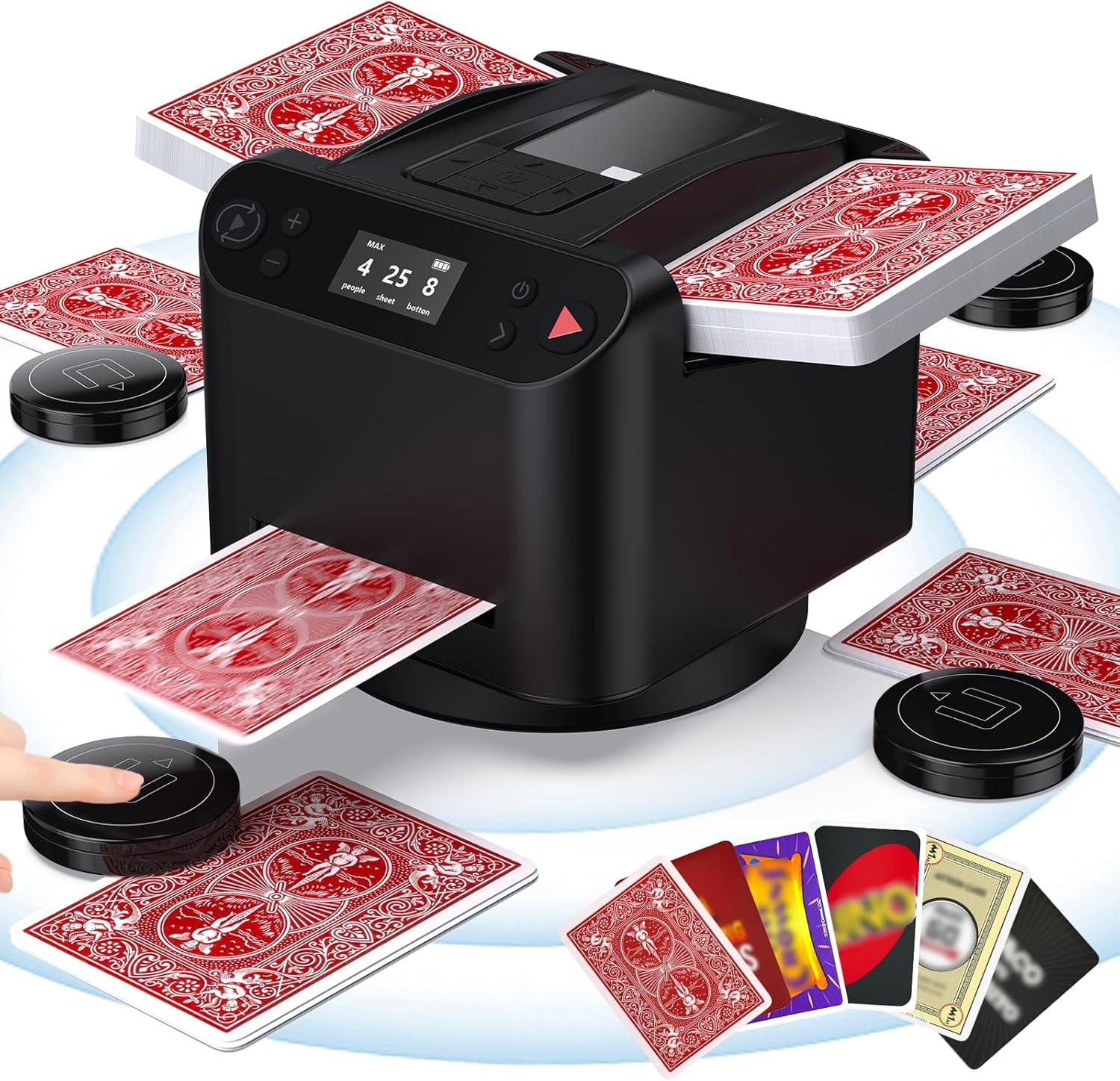 Automatic Card Shuffler and Dealer, 360° Rotating Card Dealer with ...