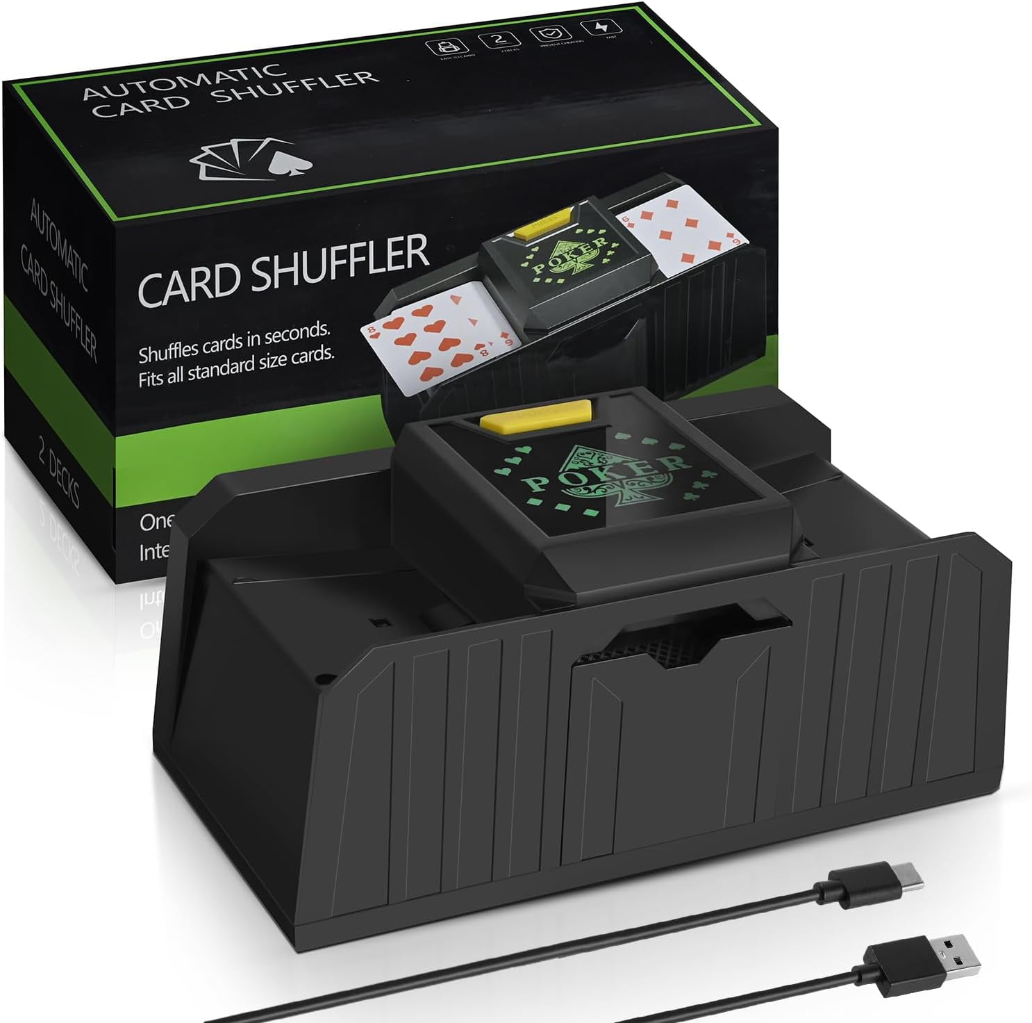 AIMUUN Automatic Card Shuffler, USB and Battery Powered, 2 Decks ...