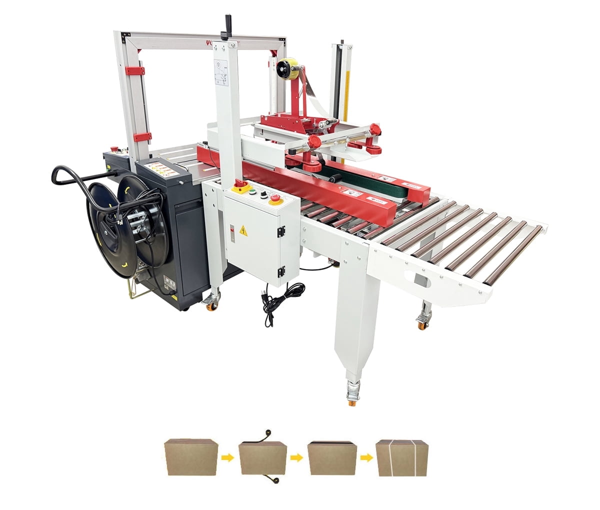 Automatic Carton Box Sealer and Strapper 2 in 1 Industrial Packaging ...