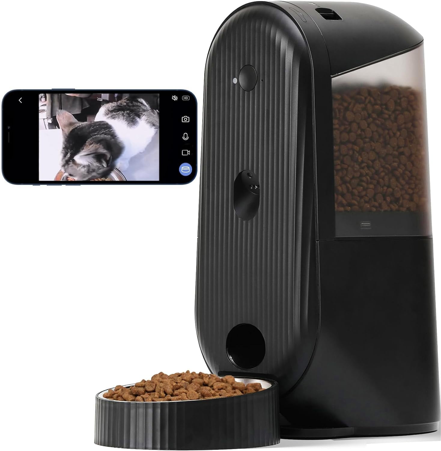 Automatic Cat Feeder, 2 in 1 Automatic Pet Feeders with Camera and ...