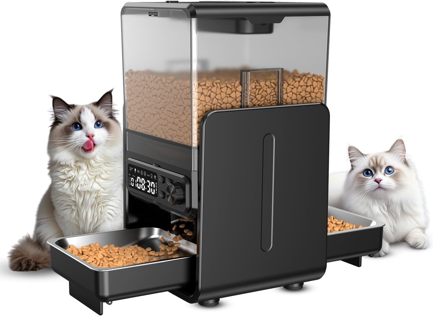 Automatic Cat Feeder for 2 Cats, 5L/20 Cups Food Dispenser with ...