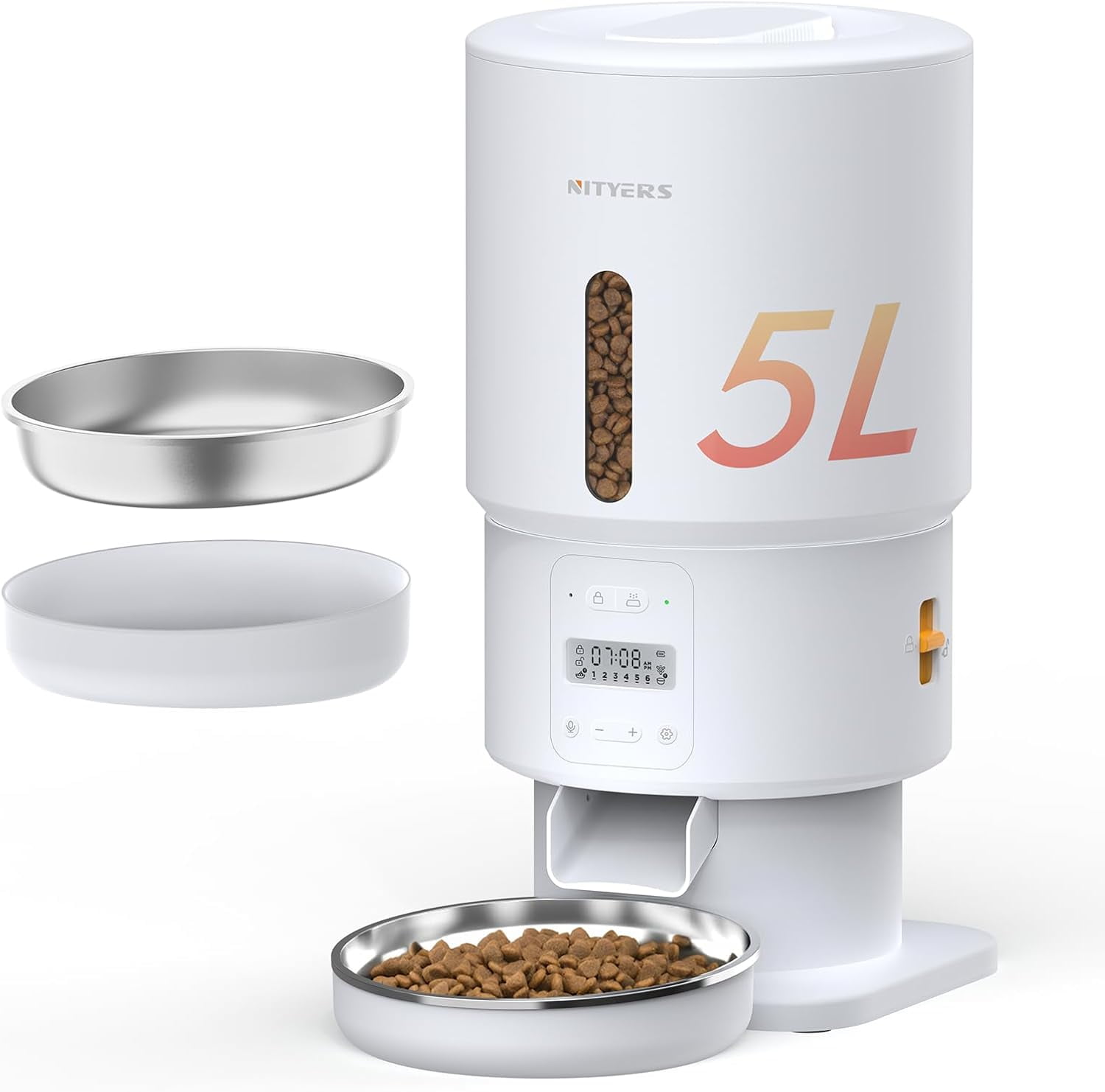 Automatic Cat Feeder - 21 Cups/5L Timed Cat Food Dispenser with ...