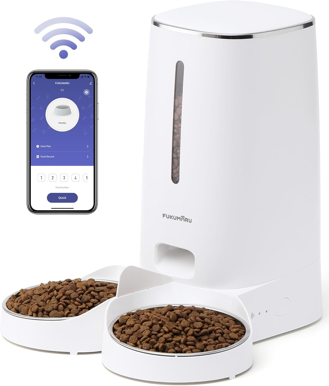 Automatic Cat Feeder, 4L Dog Feeders with Double Bowls, Support DIY ...