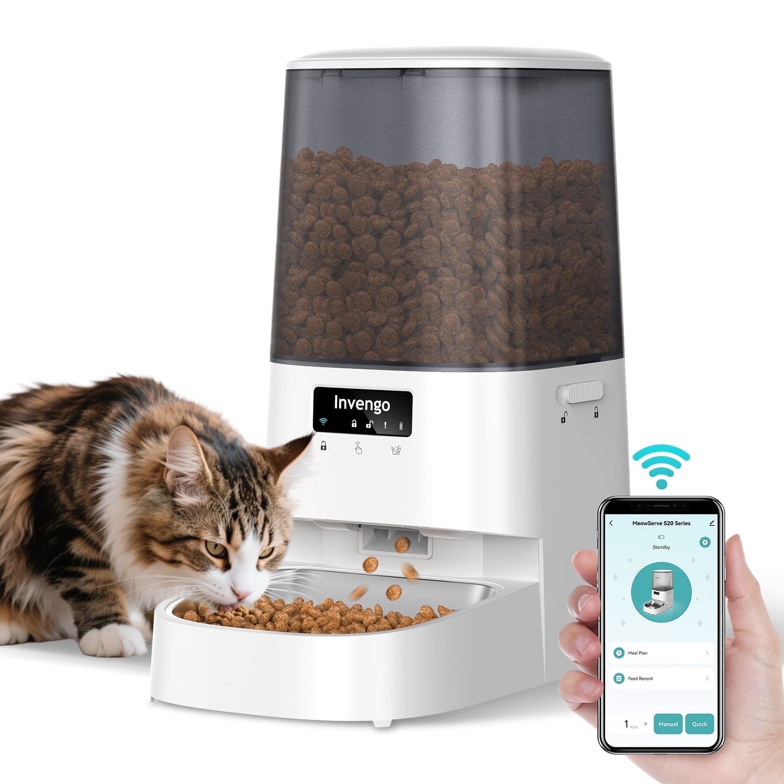 Automatic Cat Feeder, 5L Smart Dry Food Dispenser with 5G/2.4G WiFi App ...