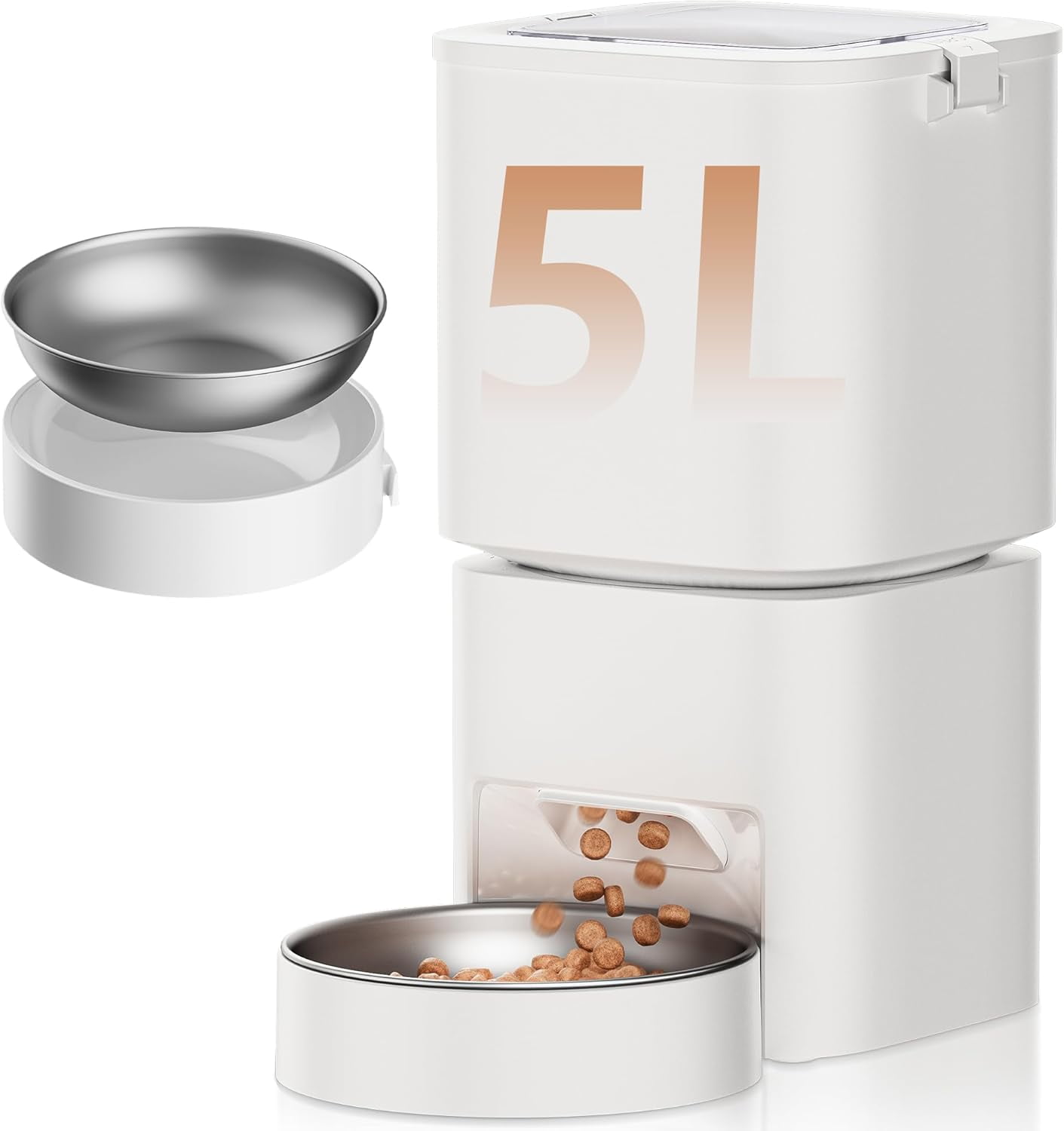 Automatic Cat Feeder, 5L Timed Automatic Pet Feeder, Dual Power Auto ...