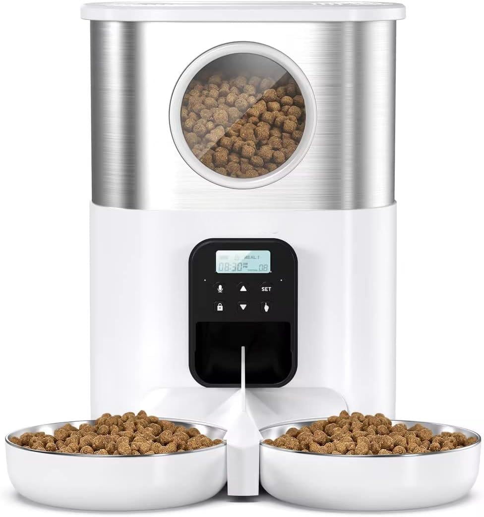 Automatic Cat Feeder Adjustable Angle‌ Two-Way Audio 2.4G WiFi Pet ...