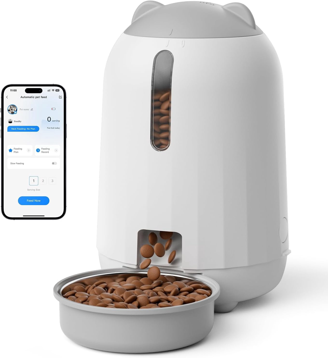 Automatic Cat Feeder with App, 2.4G WiFi Cat Food Dispenser, 3L Timed ...