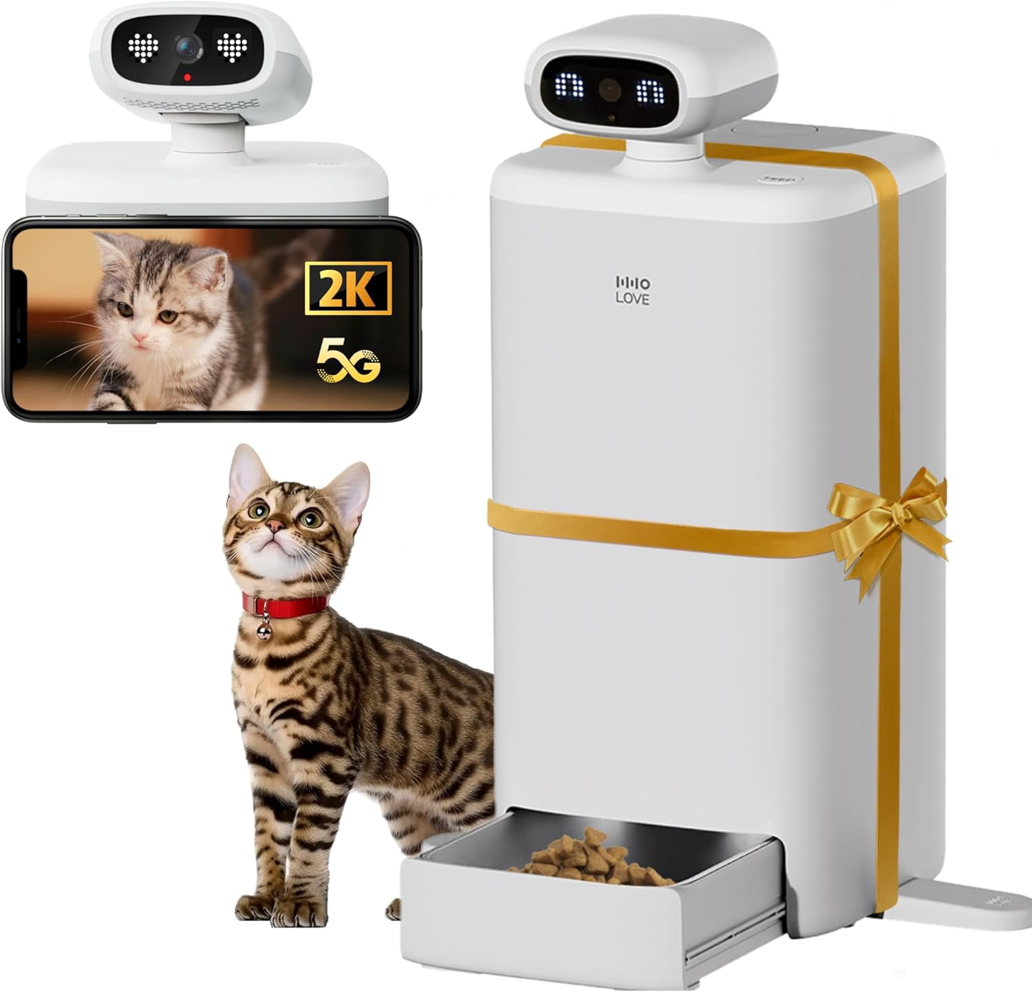Automatic Cat Feeder with Camera, 2k HD Video Night Vision, 5G Pet ...