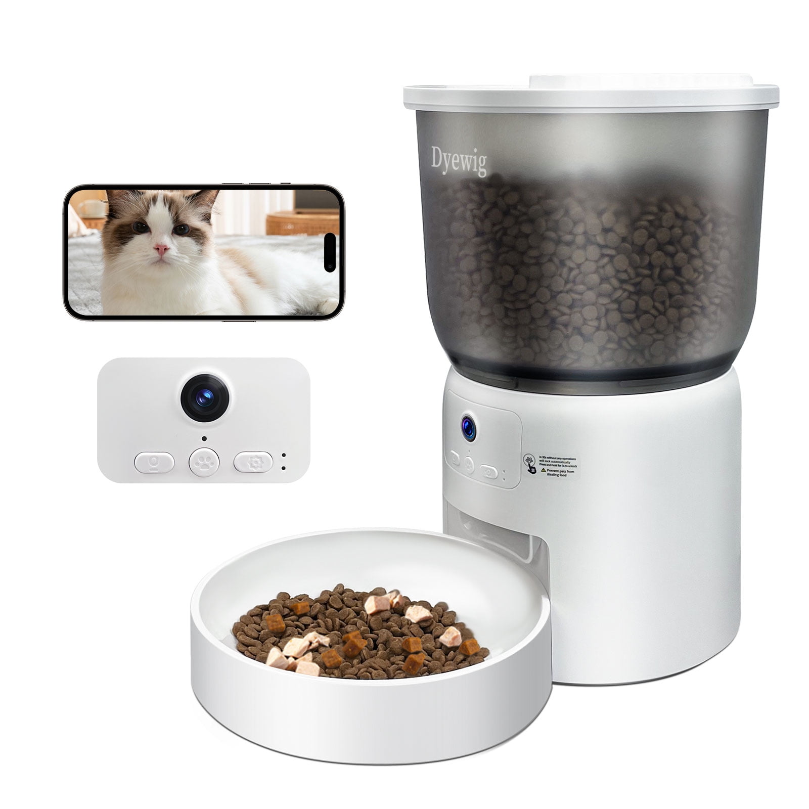 Automatic Cat Feeder with Camera, Smart Auto Dry Pet Food Dispenser ...