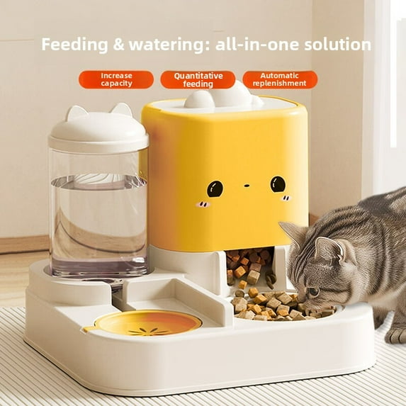 Automatic Cat Feeder Cat Bowl Cat Food Bowl Drinking Water Two-in-One ...