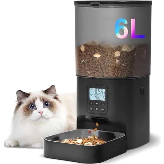 Automatic Cat Feeder, Cat Food Dispenser with 10s Voice Recorder, Pet ...