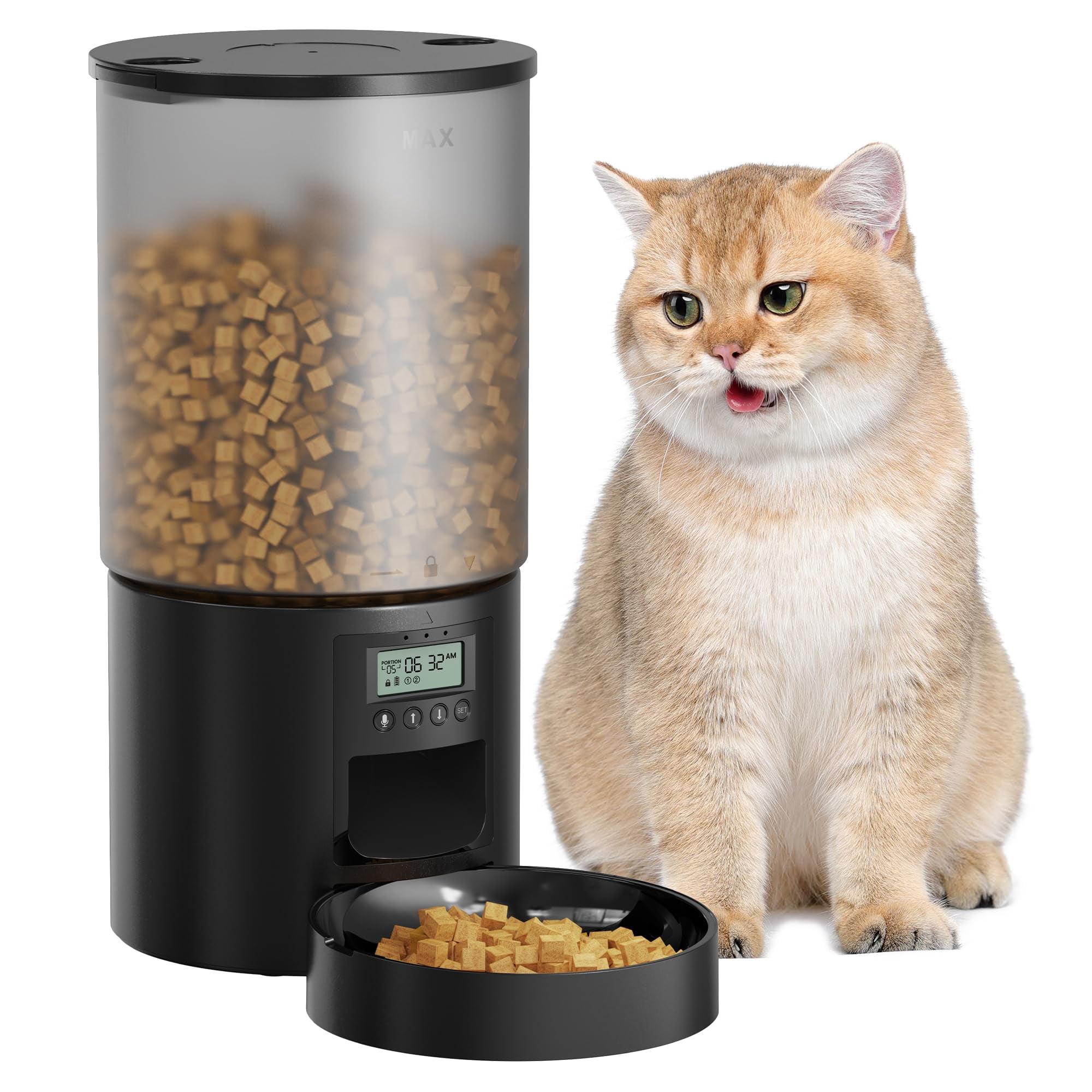 Automatic Cat Feeder Food Dispenser: 4L Timed Small Dog Dry Food ...