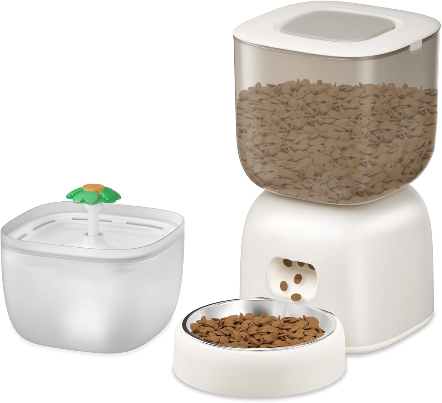 Automatic Cat Feeder and Water Dispenser - Timed Pet Dry Food Dispenser ...