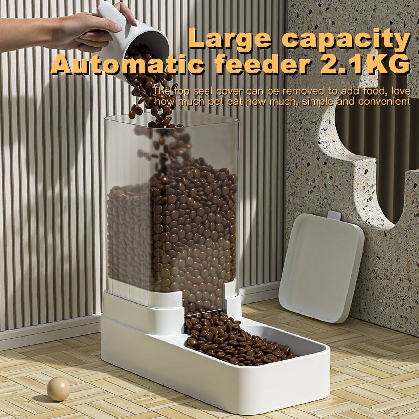 Automatic Cat Feeder & Water Dispenser with Gravity Food Storage ...