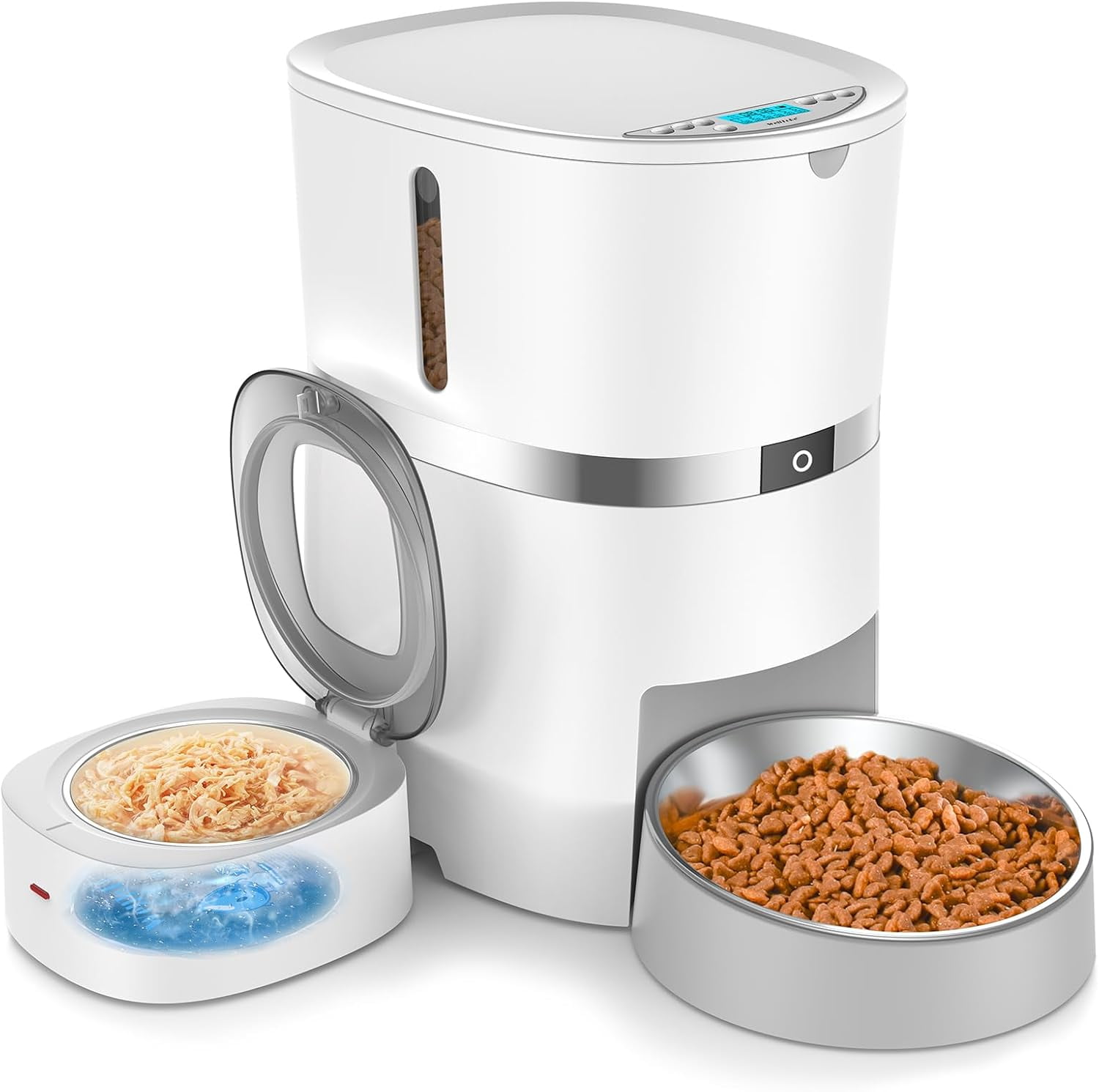 Automatic Cat Feeder for Wet Food with Ice Pack and Freshness Dry Food ...