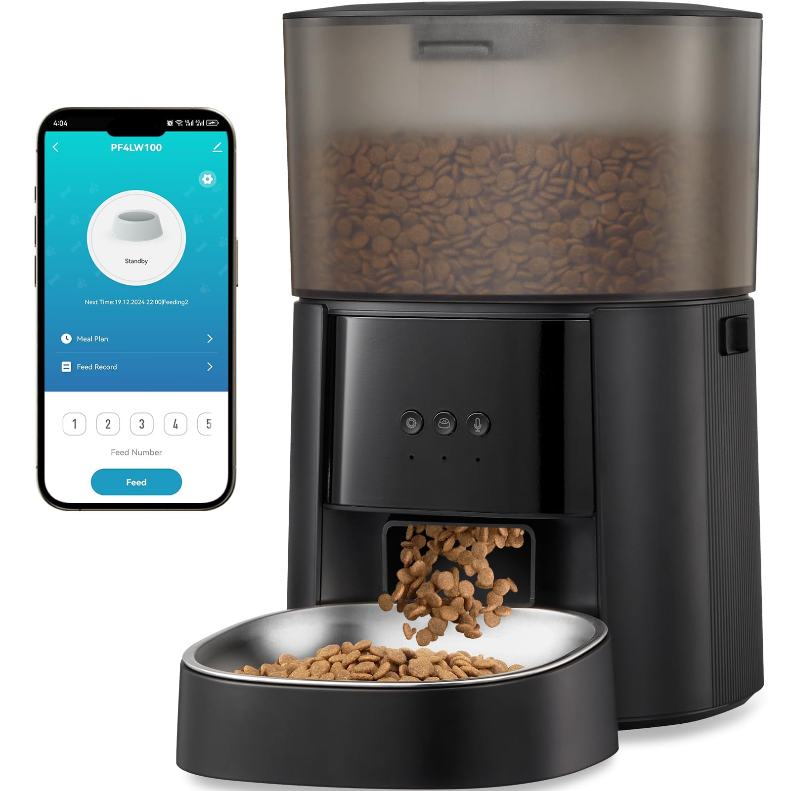 Automatic Cat Feeder WiFi with App Control, Voice Recorder, 4L Dry Pet ...