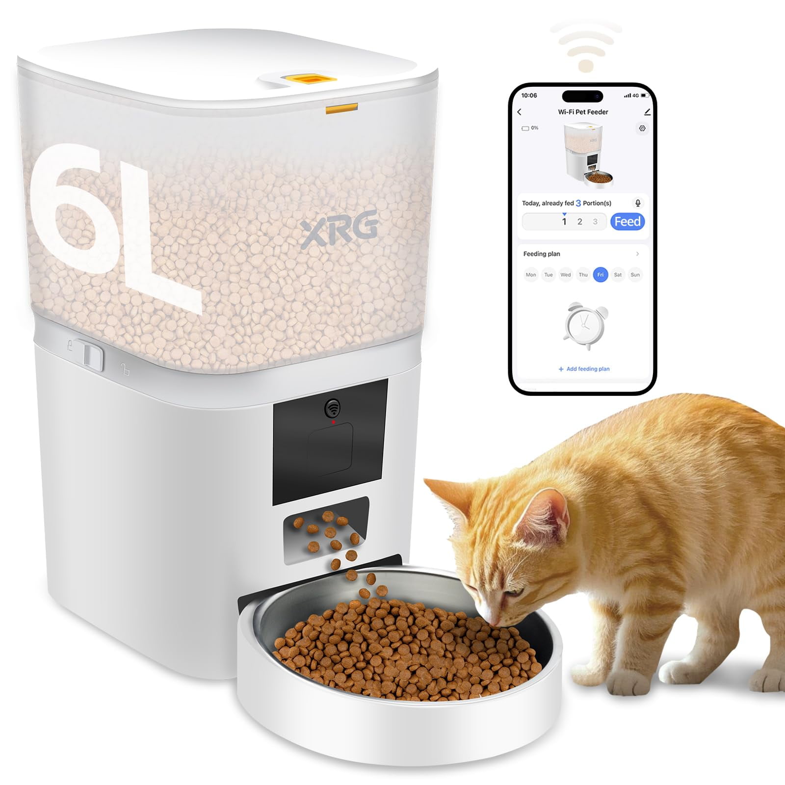 Automatic Cat Feeder WiFi SBF3 6L,Automatic Dog Feeder Double Food ...