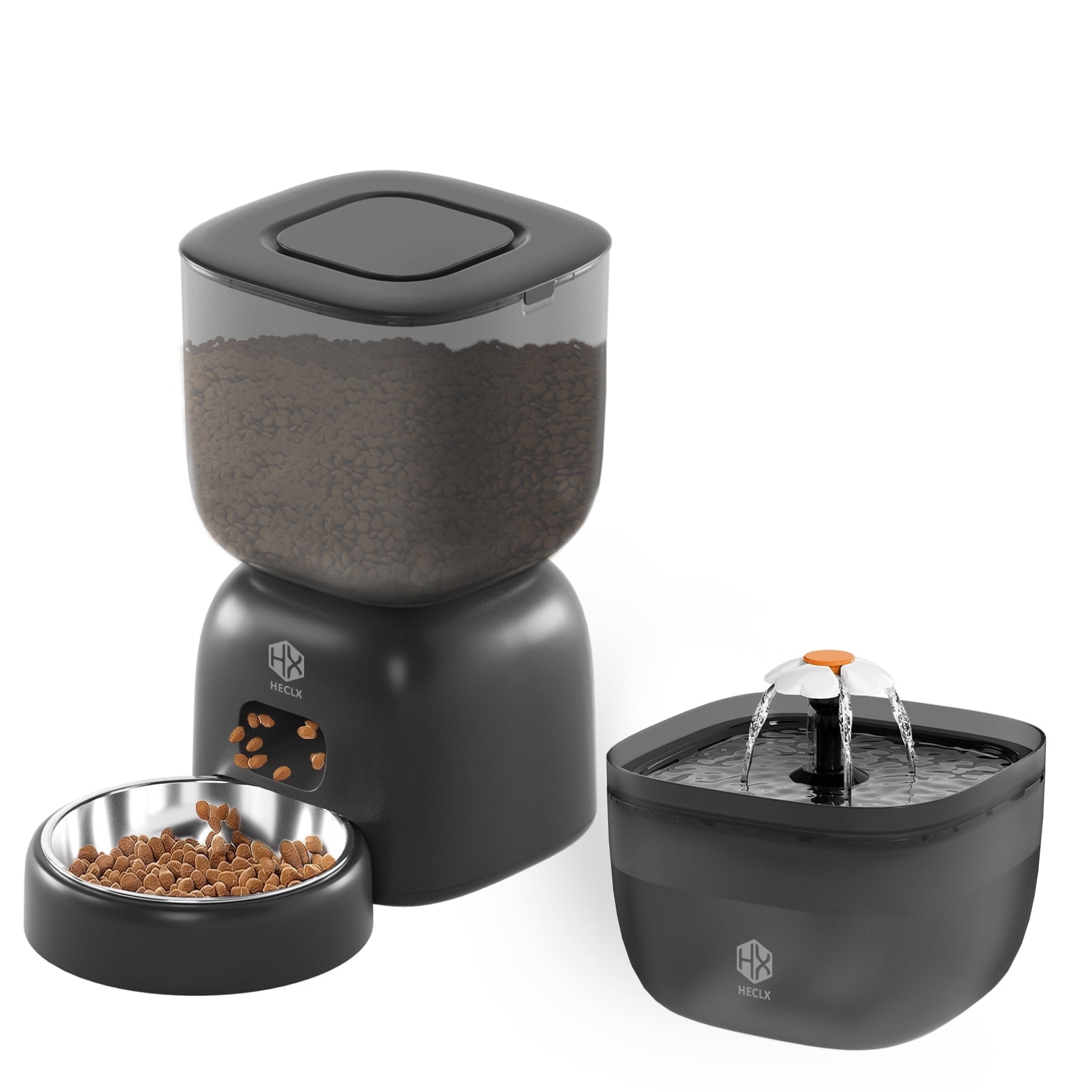 Automatic Cat Feeder and Water Dispenser Set with Pet Food Bowl, Smart ...