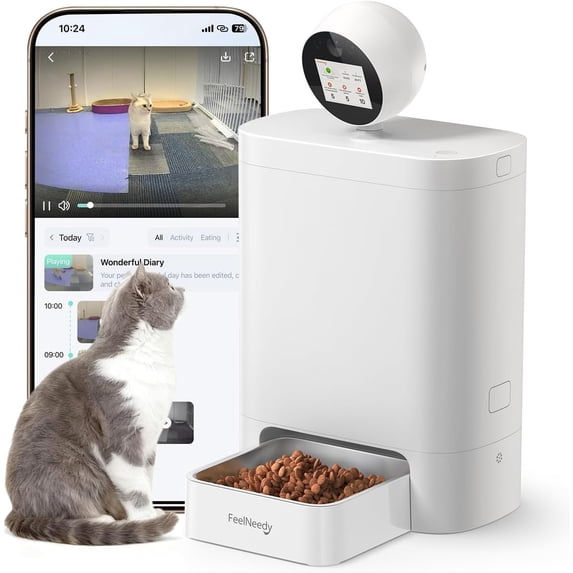 Automatic Cat Feeder with era 360° AI-Powered, 2K HD Video with Night ...