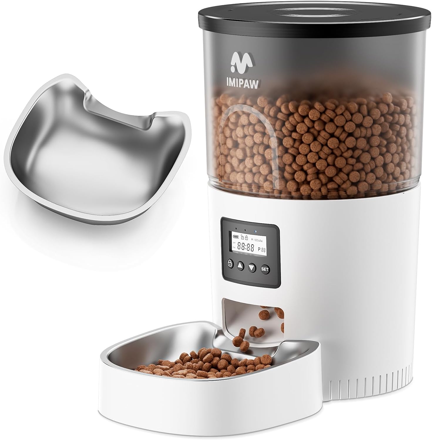 Automatic Cat Feeders, 3L Timed Cat Dry Food Dispenser, Dual Power ...