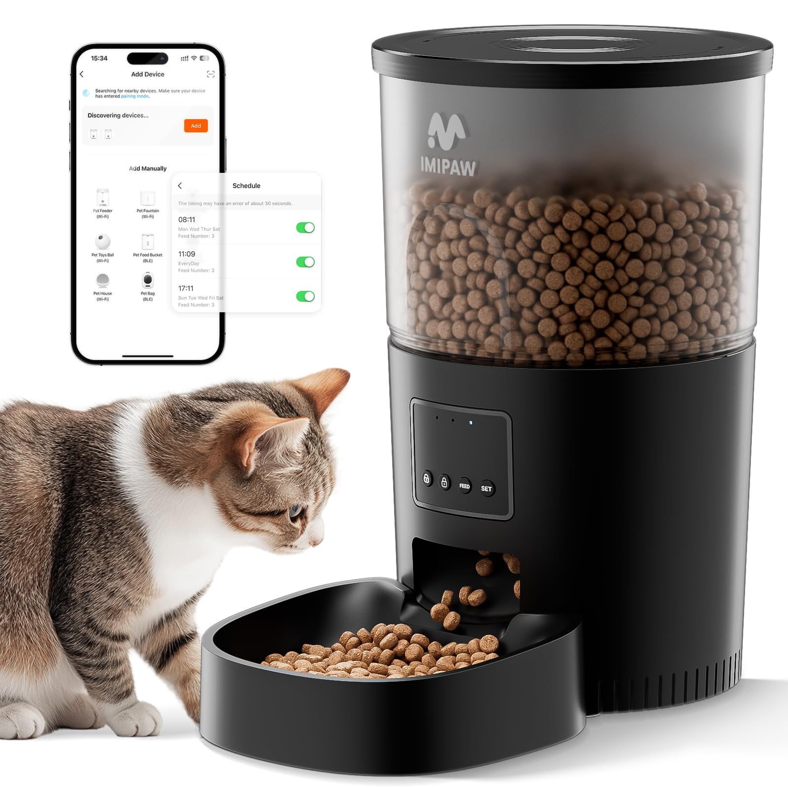 Automatic Cat Food Dispenser, WiFi Cat Feeder with APP Remote Control ...